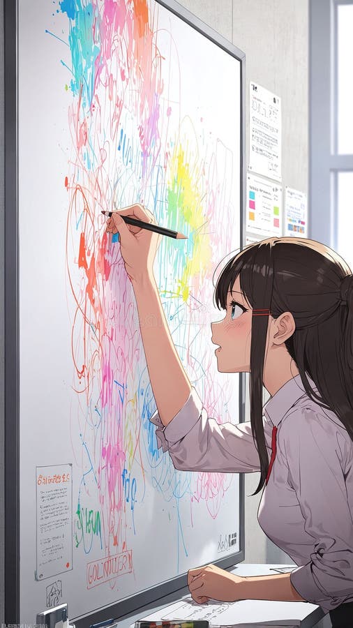 Creative Office Scene of Anime Professional Brainstorming Ideas in ...