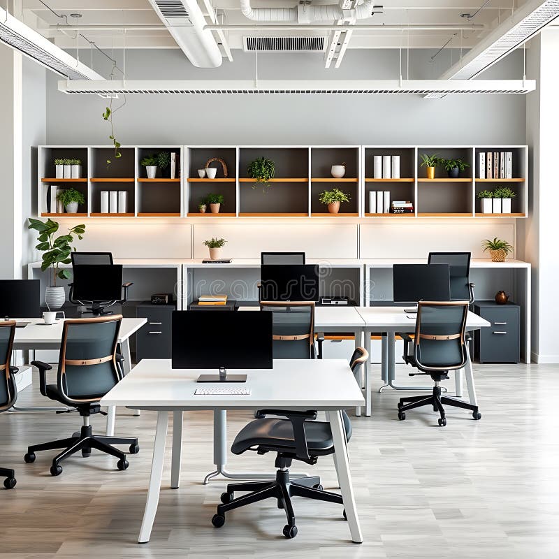 A Creative Office Space Showcasing Modular Desks and Chairs with Modern ...