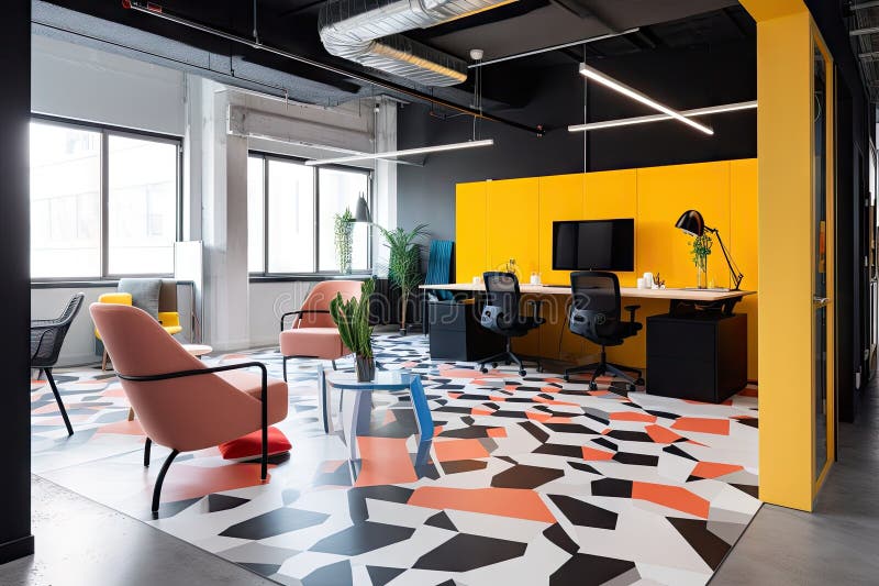 Creative Office Space with Unconventional Furniture and Bold Colors ...