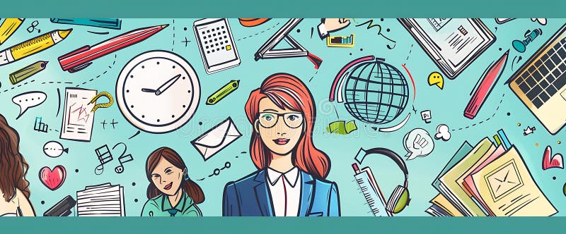 Creative Office Team Poster with Elements Representing Innovation and ...