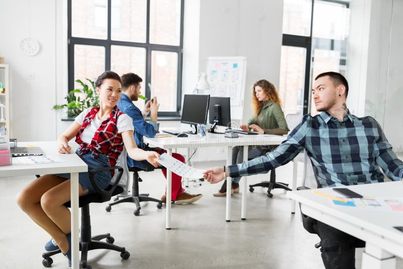 Creative Office Workers with User Interface Mockup Stock Image - Image ...