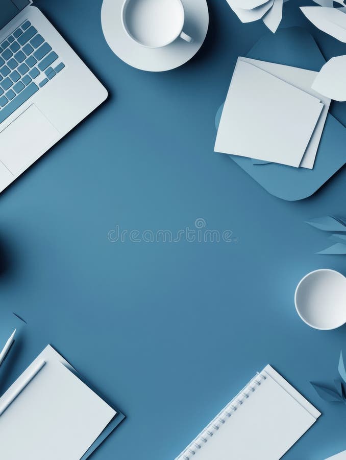 Creative Office Workspace with Clean Paper Art Elements and ...