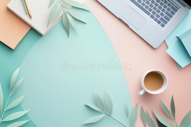 Creative Office Workspace in 3D Paper Cut Style Featuring Laptops ...