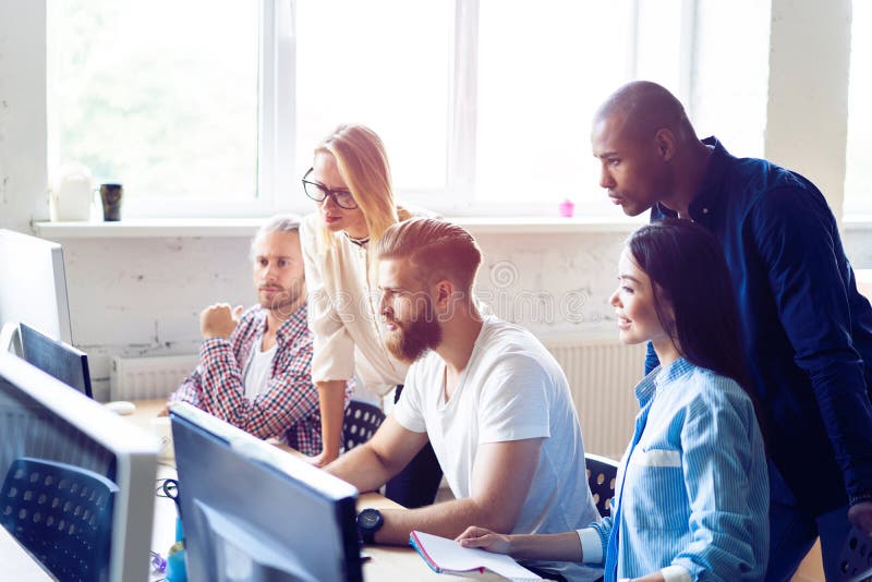 Creative Office. Young Modern Colleagues in Smart Casual Wear Working ...