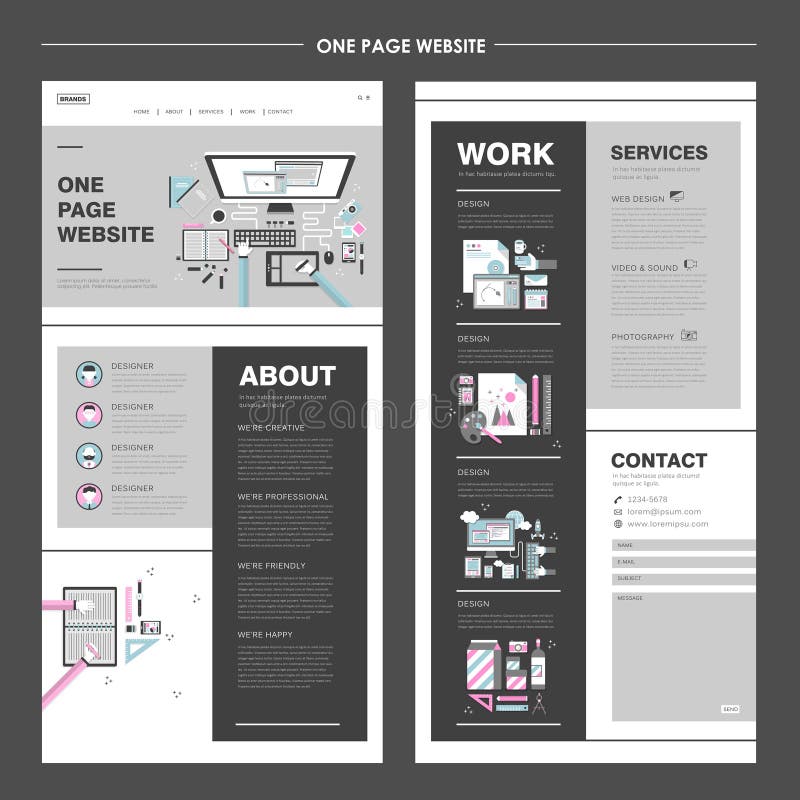 Modern Creative One Page Website Design Stock Vector - Illustration of ...