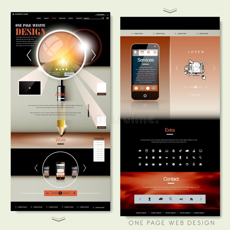 Creative One Page Website Design Stock Vector - Illustration of ...