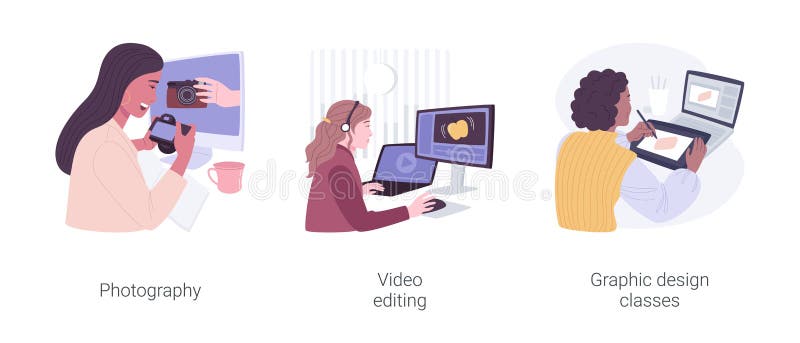 Creative Online Courses Isolated Cartoon Vector Illustrations Set ...