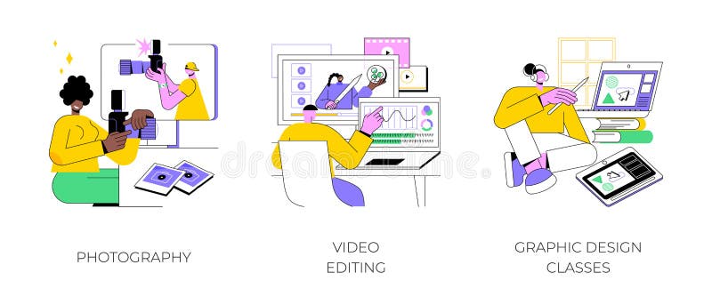 Creative Online Courses Isolated Cartoon Vector Illustrations. Stock ...