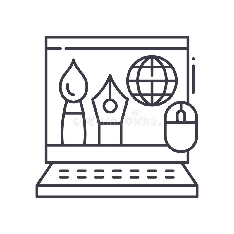 Creative Online Learning Icon, Black Vector Sign with Editable Strokes ...