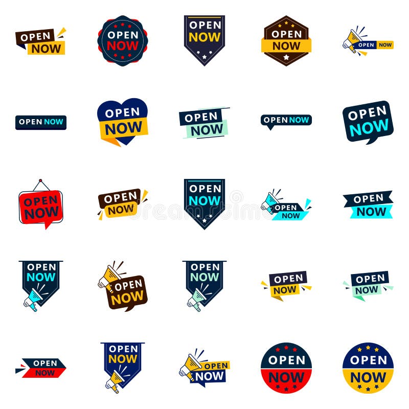 25 Creative Open Now Banners for Your Business Stock Vector ...