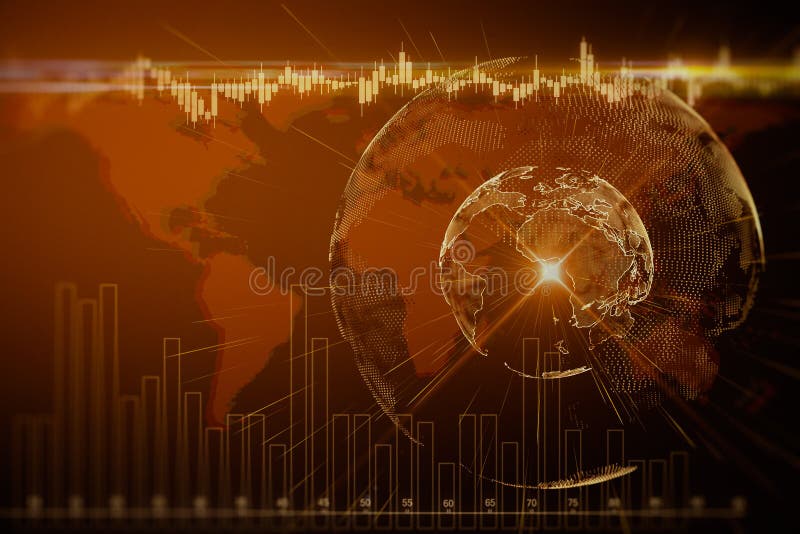 Orange Forex Chart Wallpaper with Map Stock Illustration - Illustration ...