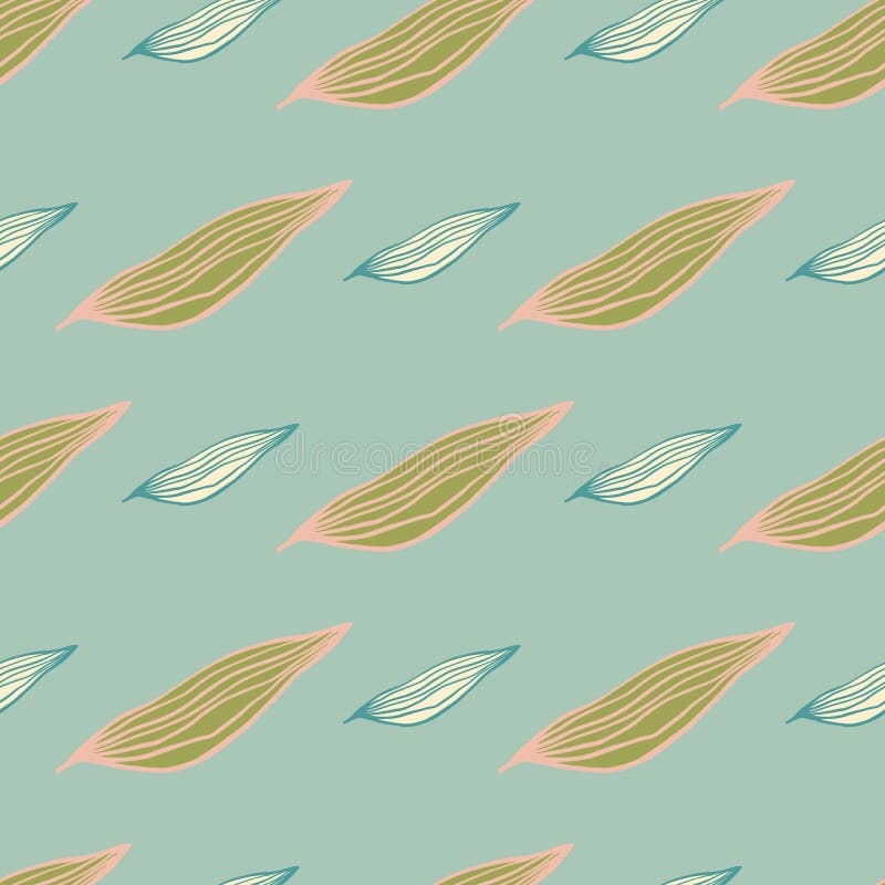 Creative Organic Line Leaves Pattern on Light Blue Background Stock ...