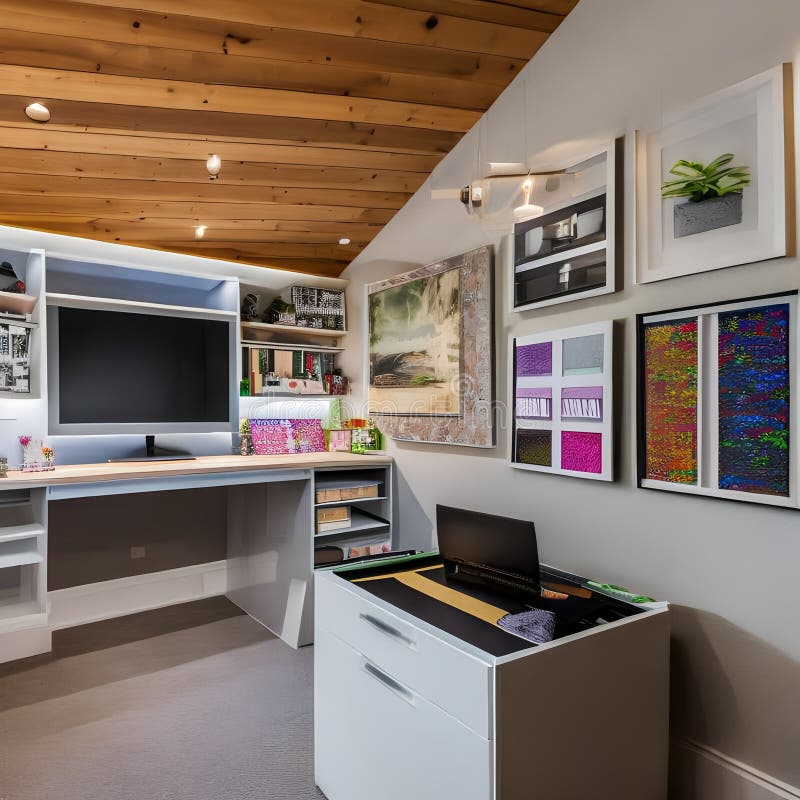 A Creative and Organized Craft Room with Ample Storage, a Large Work ...