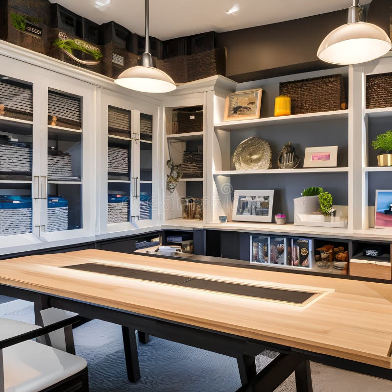 A Creative and Organized Craft Room with Ample Storage, a Large Work ...