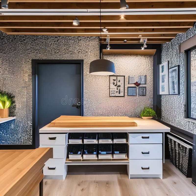 A Creative and Organized Craft Room with a Large Work Table, Plenty of ...