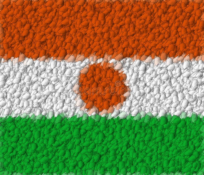 Flag of Niger, Artistic Flag, Thick Crayon Fantasy, Colors, Ensign ...