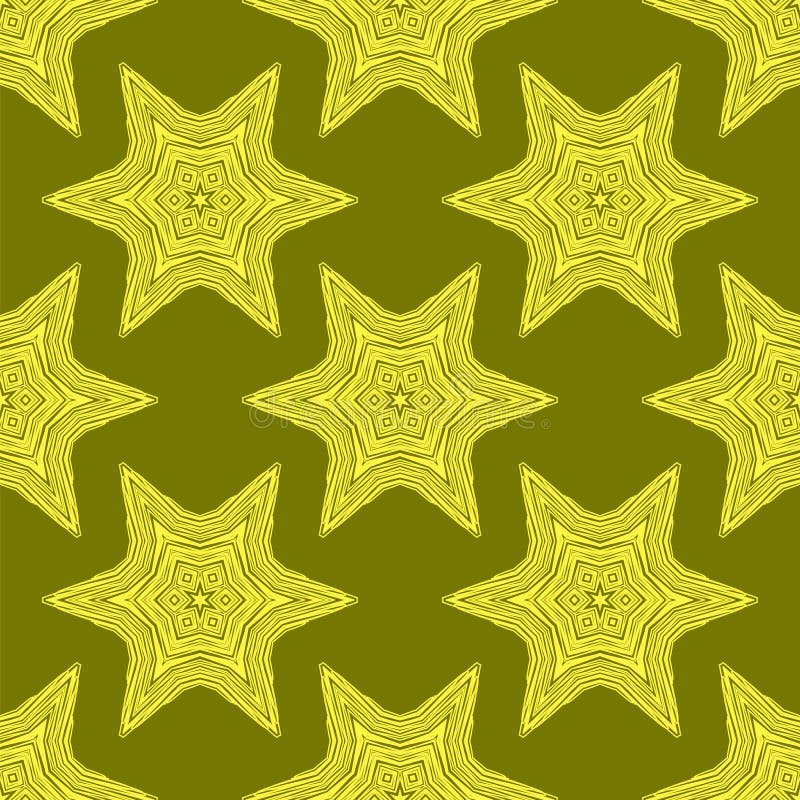 Yellow Decorative Retro Seamless Pattern Stock Vector - Illustration of ...