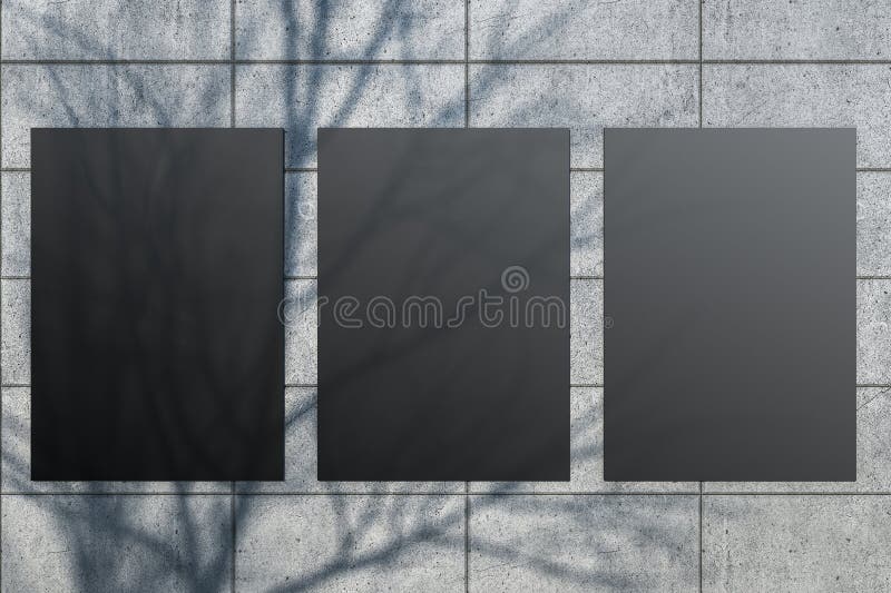 Creative Outdoor Tile Wall with Tree Shadow and Black Mock Up Posters ...