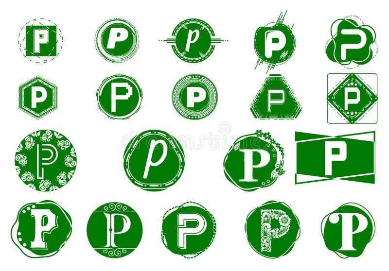 Creative P Letter Logo and Icon Design Template Bundle Stock Vector ...