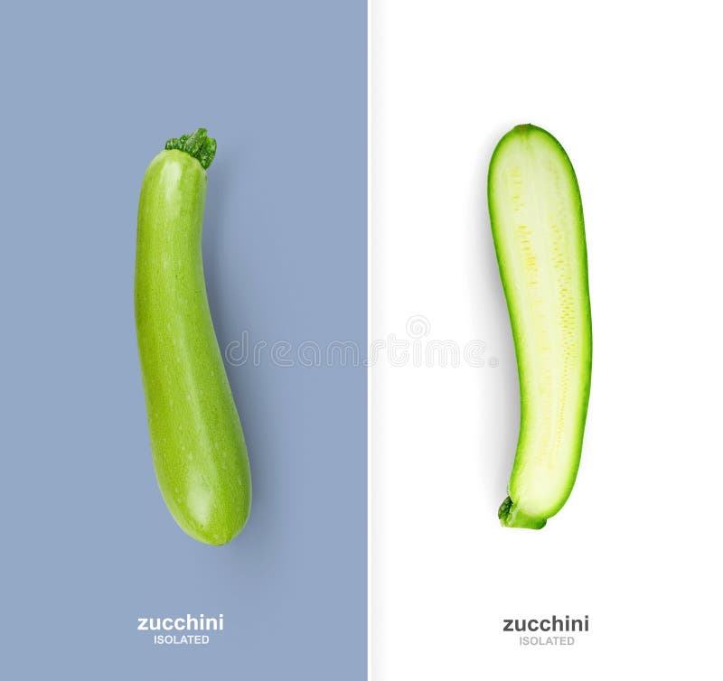 Creative Page Layout with Isolate Whole Zucchini and Half. Food Concept ...