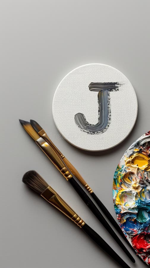 Creative Paint Palette with Multicolor Paints and Brushes on a White ...