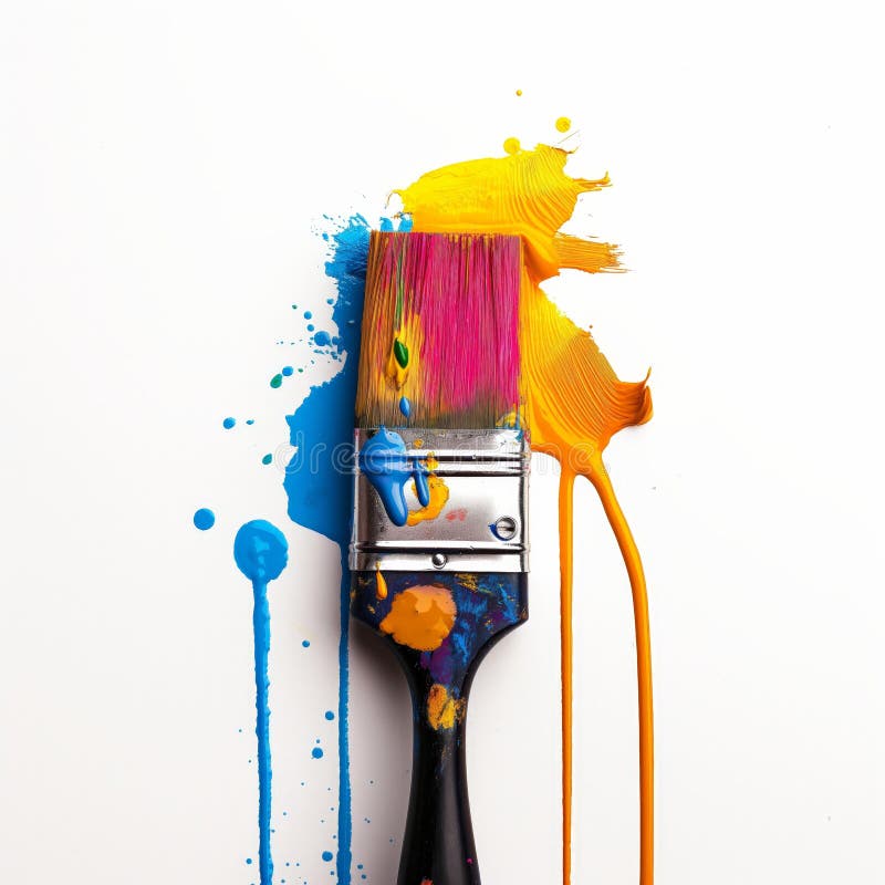 Creative Paintbrush Drip stock illustration. Illustration of blue ...