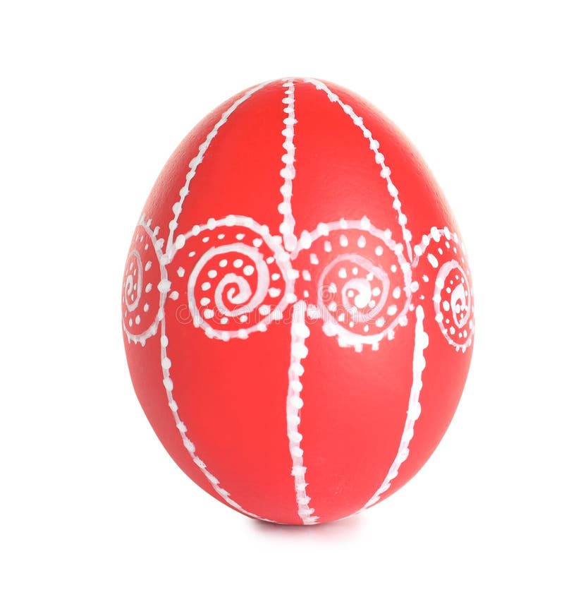 Creative Painted Red Easter Egg on White Stock Image - Image of event ...