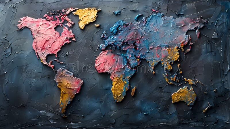 Creative Painted World Map Gray Background Art Abstract Stock ...