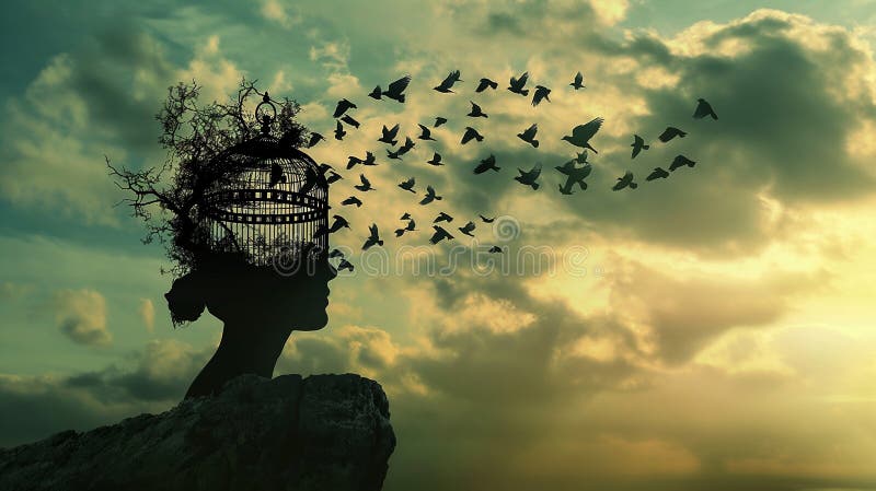 Creative Painting of Human Freedom Stock Illustration - Illustration of ...