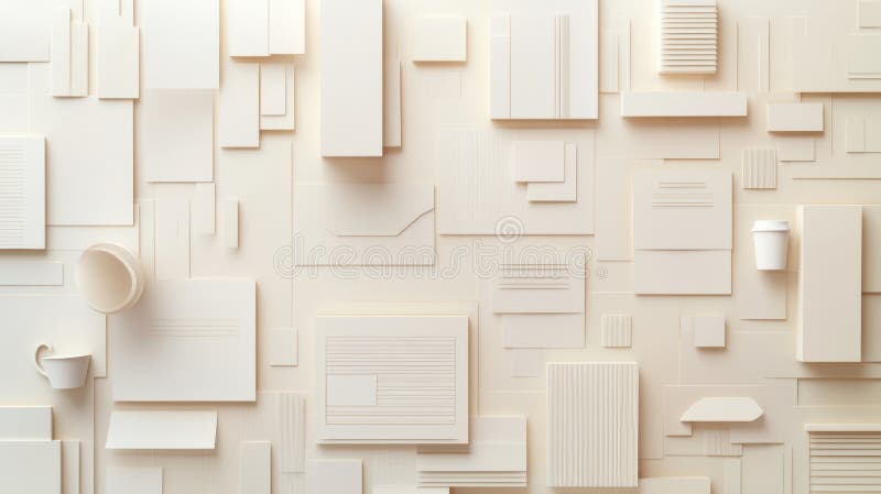Creative Paper Art Background Featuring Office Elements with Layered 3D ...