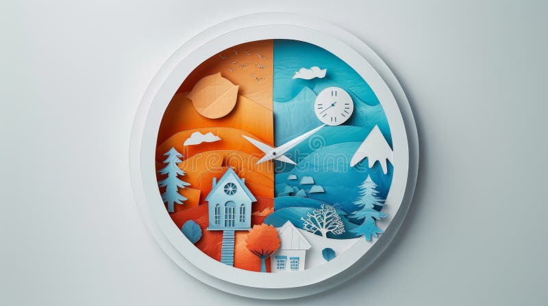 Creative Paper Art Collage Depicting Time Concept with Day and Night ...