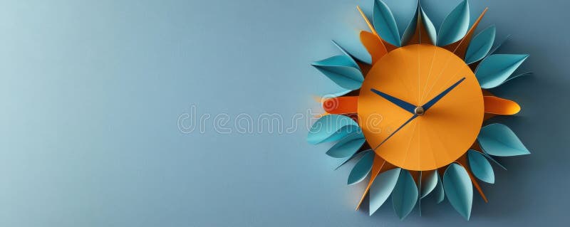 Creative Paper Clock Design with Sunburst Elements and Geometric Shapes ...