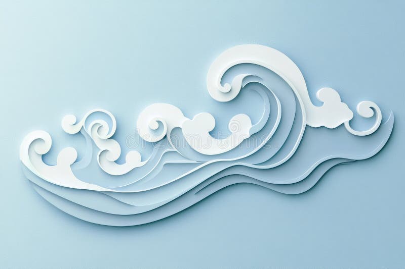 Creative Paper Cut Waves in Soft Colors Representing Ocean Movement and ...