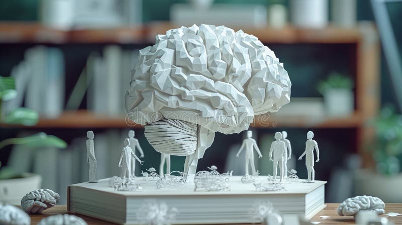 Creative Paper Figures Brainstorming Around Paper Brain in Office ...