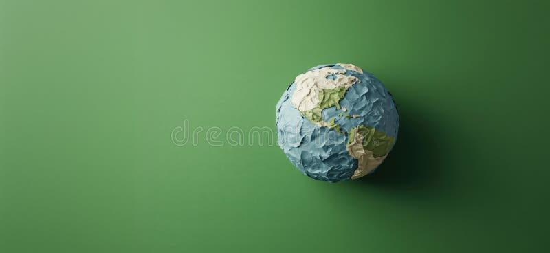 Creative Paper Globe Model on Green Background Representing Earth and ...