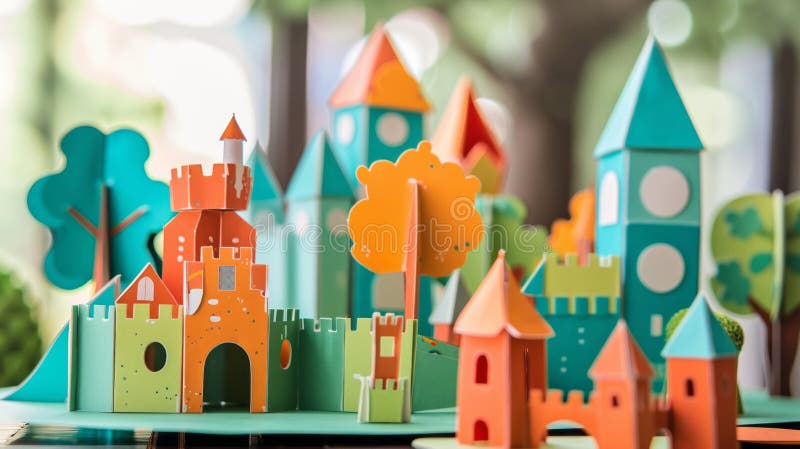 Creative Paper Model Kits for School Projects Stock Illustration ...