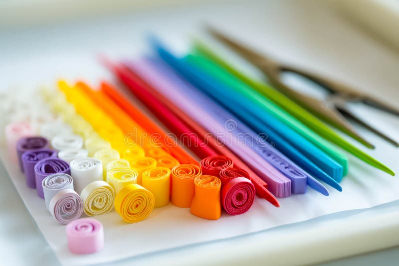 Creative Paper Quilling Set with Colorful Strips and Tools Displayed on ...