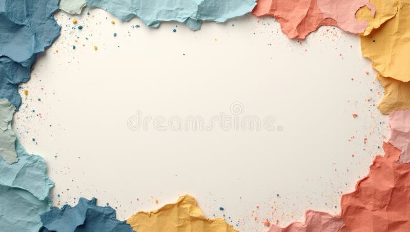 Creative Paper Texture with Torn Colored Paper and Ink Splatters Stock ...