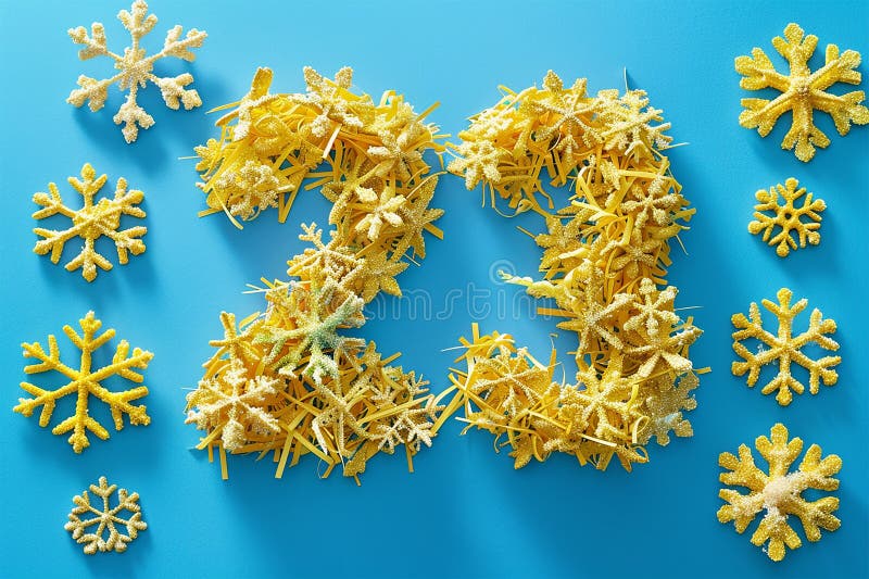 Creative Pasta Art Forming Number 23 with Playful Snowflake Patterns on ...