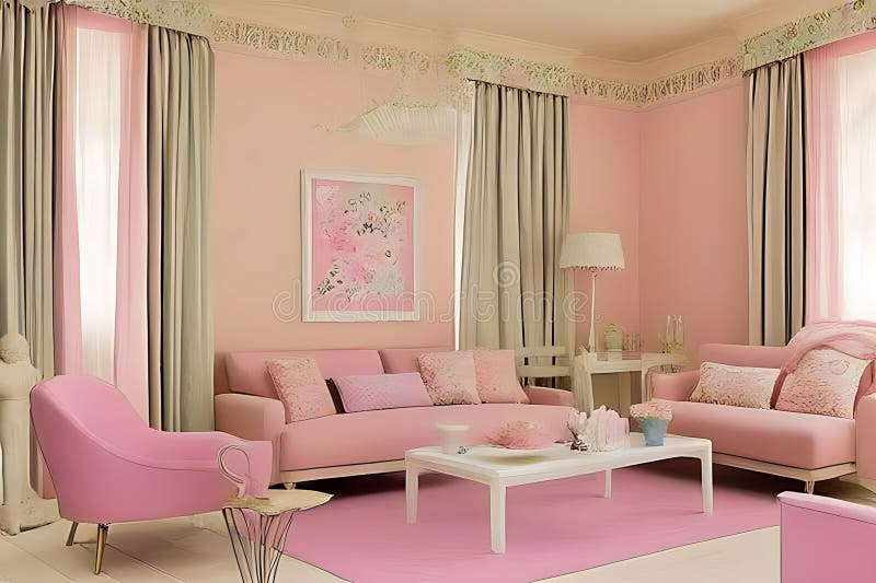Creative Pastel Color Elegant Drawing Interior Design, Peculiar Stock ...