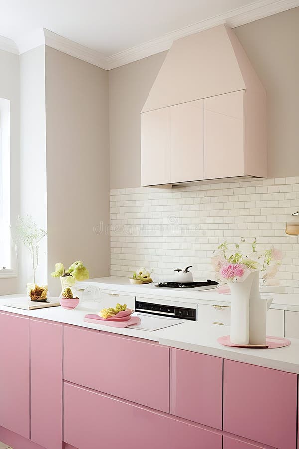 Creative Pastel Color Elegant Kitchen Interior Design, Peculiar Stock ...