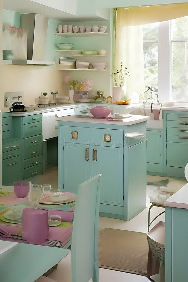 Creative Pastel Color Elegant Kitchen Interior Design, Peculiar Stock ...