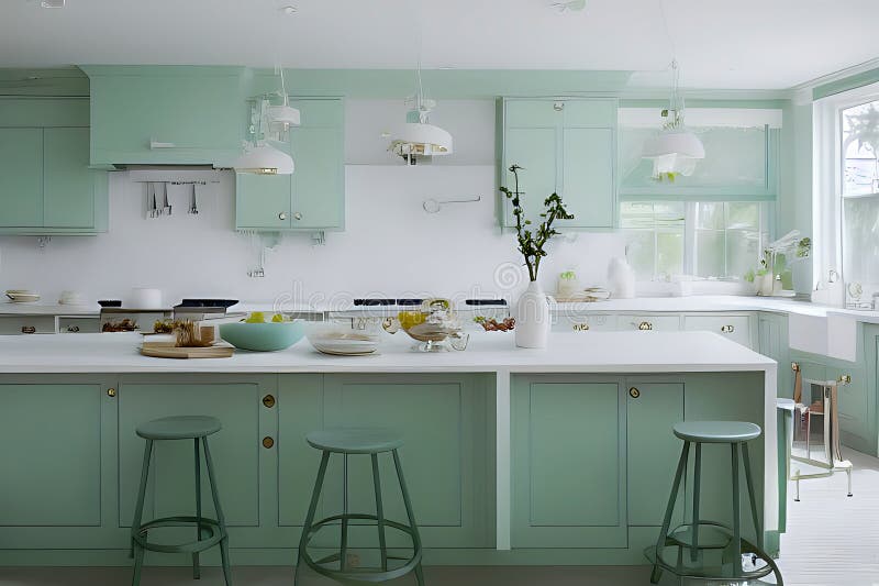 Creative Pastel Color Elegant Kitchen Interior Design, Peculiar Stock ...