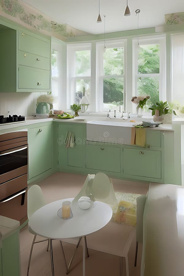 Creative Pastel Color Elegant Kitchen Interior Design, Peculiar Stock ...