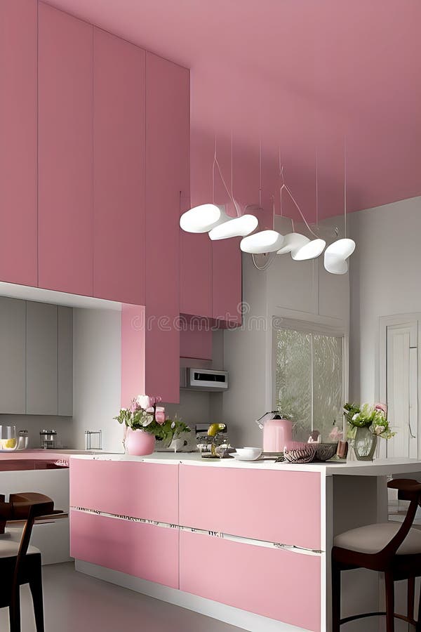Creative Pastel Color Elegant Kitchen Interior Design, Peculiar Stock ...