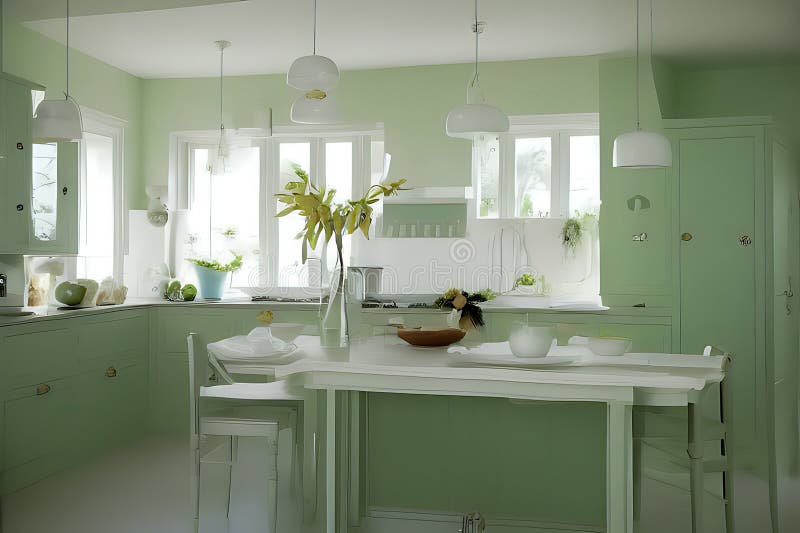 Creative Pastel Color Elegant Kitchen Interior Design, Peculiar Stock ...