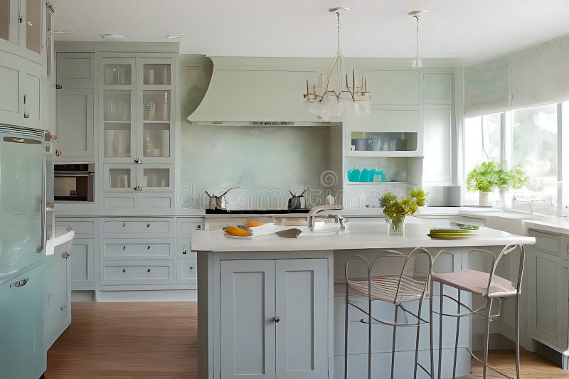 Creative Pastel Color Elegant Kitchen Interior Design, Peculiar Stock ...