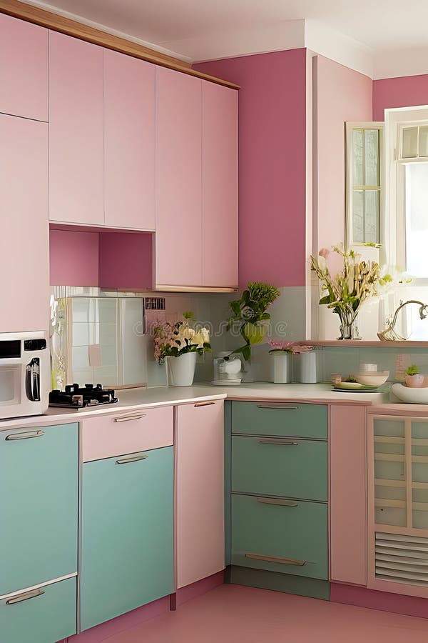 Creative Pastel Color Elegant Kitchen Interior Design, Peculiar Stock ...