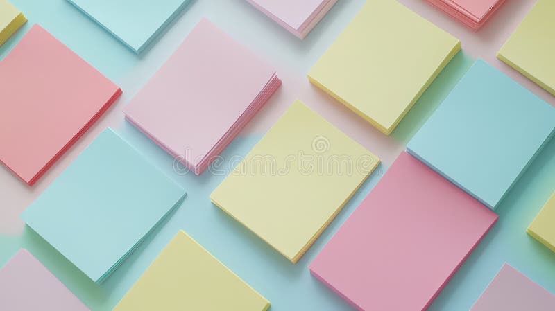 Creative Pastel Sticky Notes Arrangement on Desk Office Space Visual ...