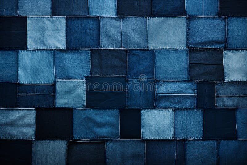 Creative Patchwork of Denim Textures in Various Shades of Blue, Ideal ...